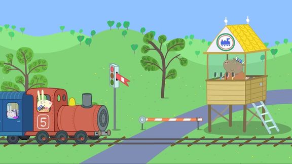 佩奇发现信号灯,信号灯让火车停下来,让更重要的人通过