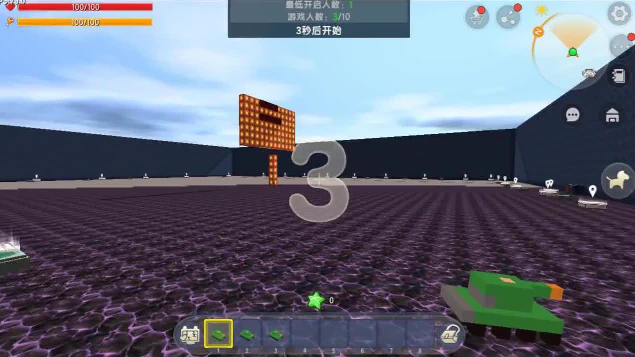 迷你世界《一起来开坦克》涓涓轰炸徒弟,这个坦克好逼真!