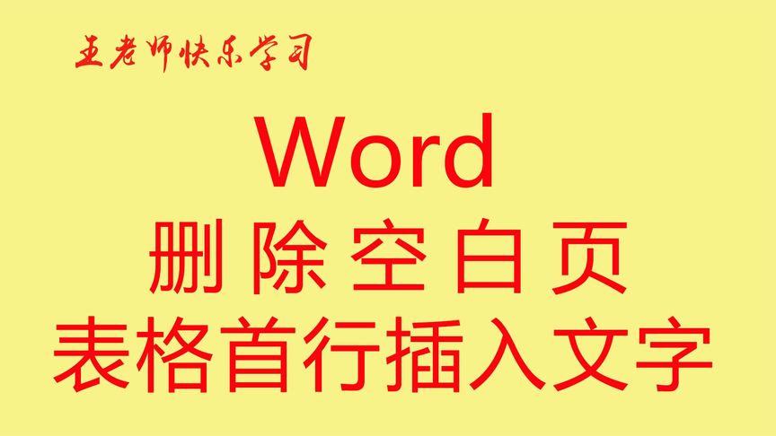 Word 删除空白页和表格插入首行文字,办公软件教学,零基础教学