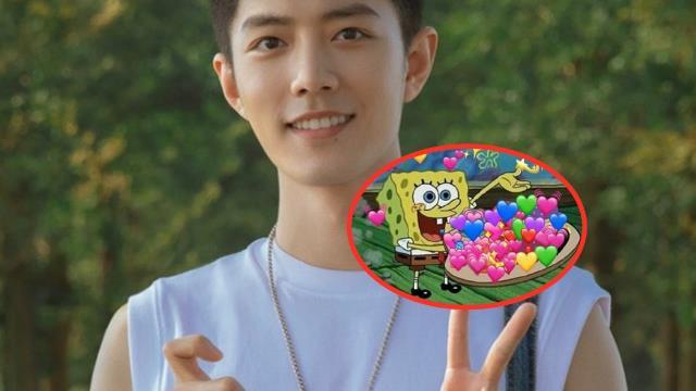 破次元互动!海绵宝宝配音演员送生日祝福 肖战配图称:我枯了