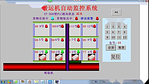 三层四列立体仓库组态王6.53和西门子S7-200PLC联机程序带接线图