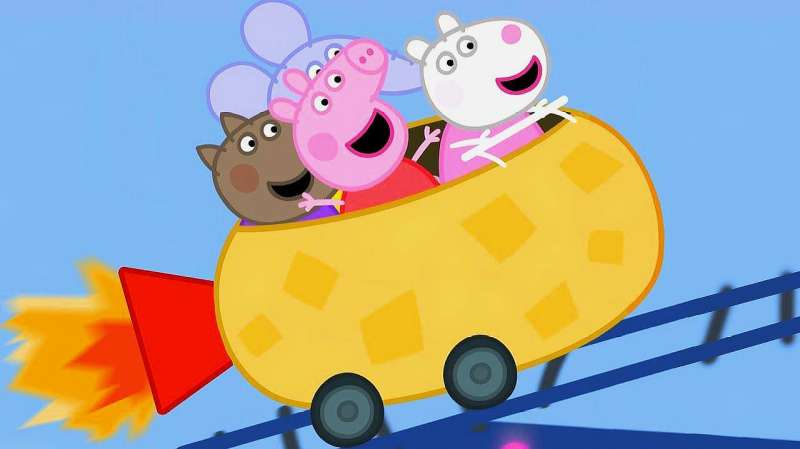 小猪佩奇和好朋友们一起坐过山车 简笔画