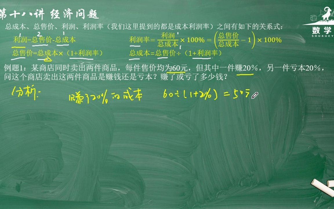 小学思维数学,第18讲:经济问题例题一,经济问题应用题