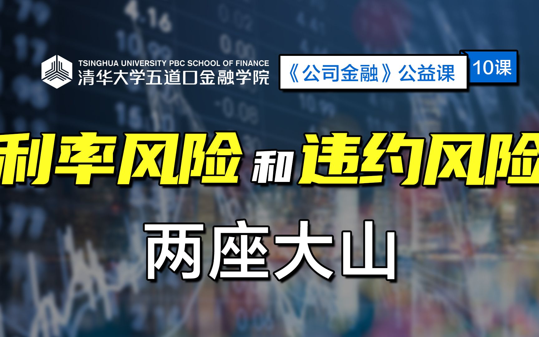 【公益课】两座大山:利率风险和违约风险| 清华五道口:公司金融10