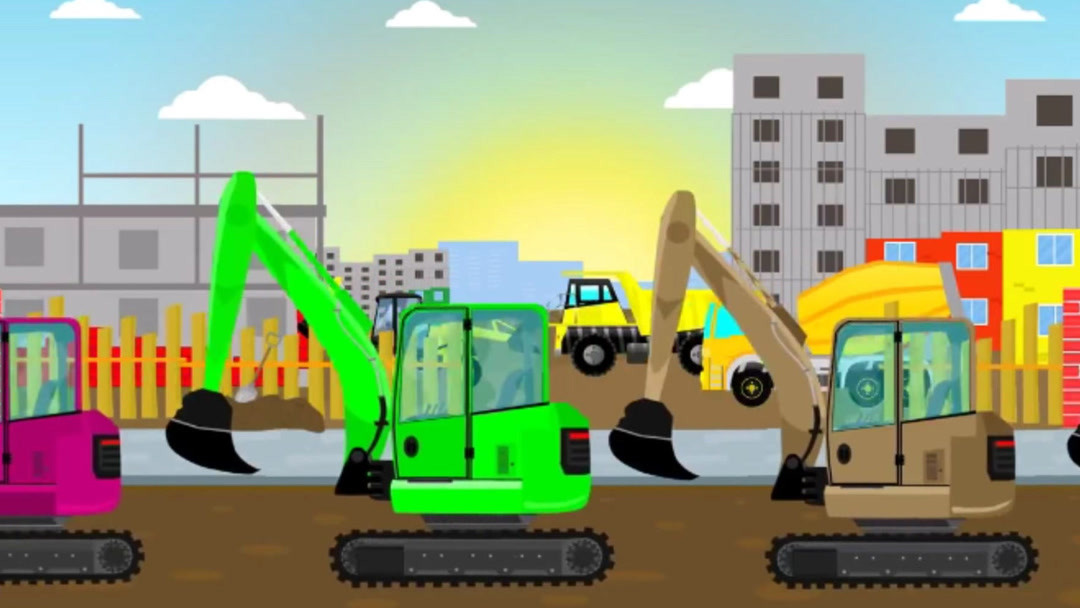 挖土机推土机汽车总动员动画