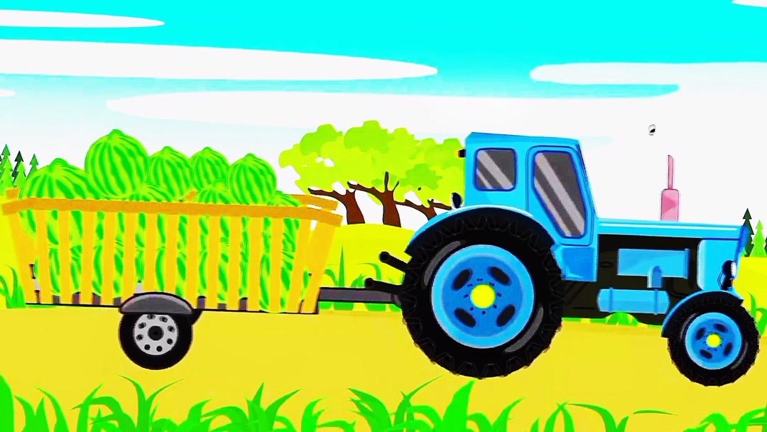 工程车之农用播种机 农用拖拉机 自卸车 英文益智早教动画