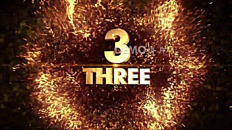 ...超酷震撼金色火星火花粒子爆炸E3D大金黄金数字文字5秒倒计时...