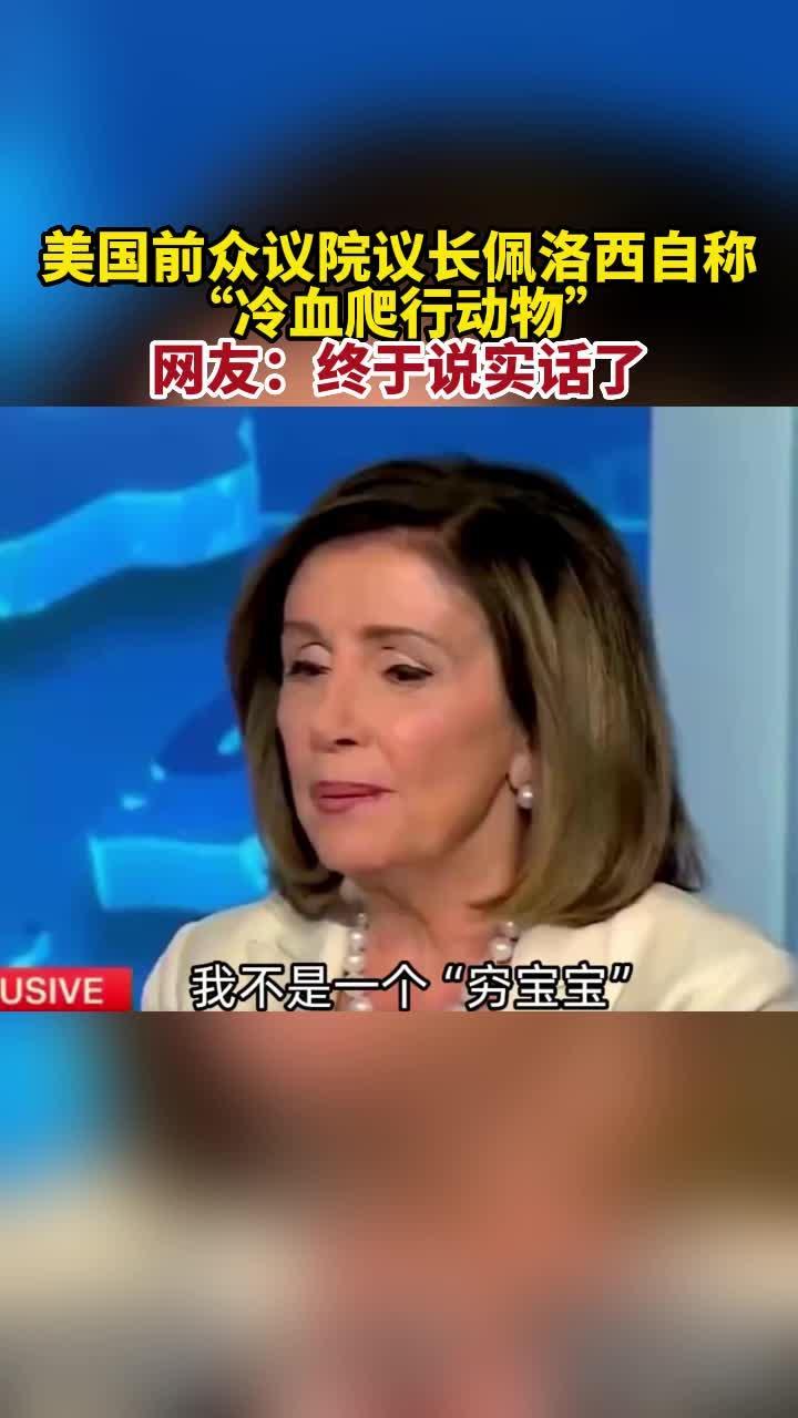 美国前众议院议长佩洛西自称"冷血爬行动物",网友:终于说实话了