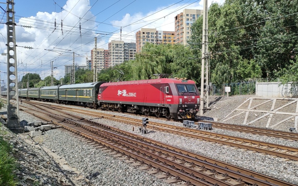 HXD3D0642牵引K1393次列车通过沈山线12km道口