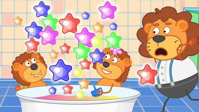 小狮子在房间里吹泡泡 卡通益智动画