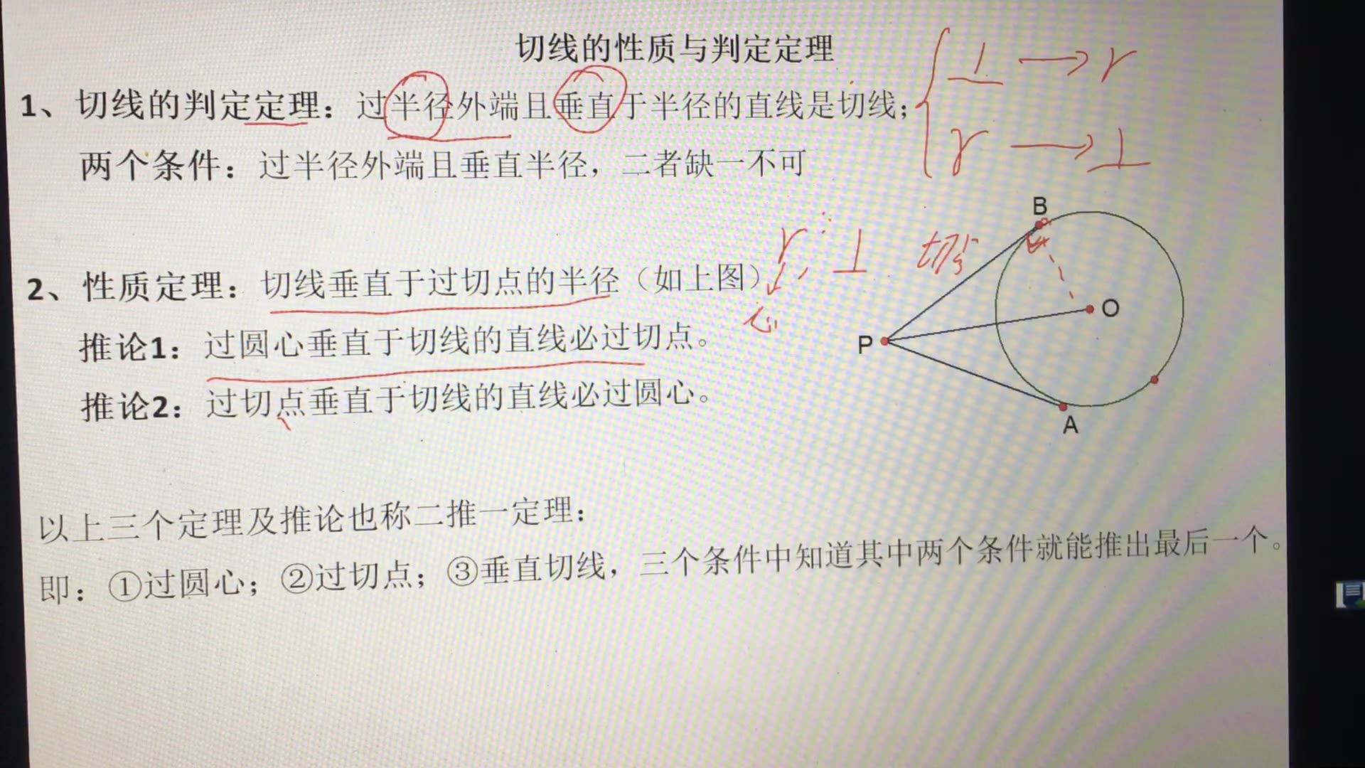 初中数学,圆,圆的切线性质和判定定理讲解