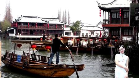 江南水乡建筑水墨画