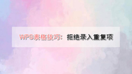 WPS表格技巧:拒绝录入重复项