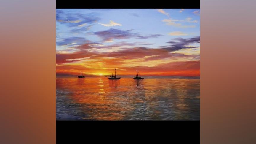 日常绘画～#油画 #晚霞 #治愈系风景 #画画 #绘画 #手绘