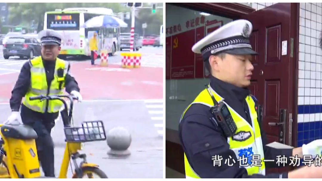 电动车占机动车道行驶,交警体验式站岗代替处罚,男子直呼感触深