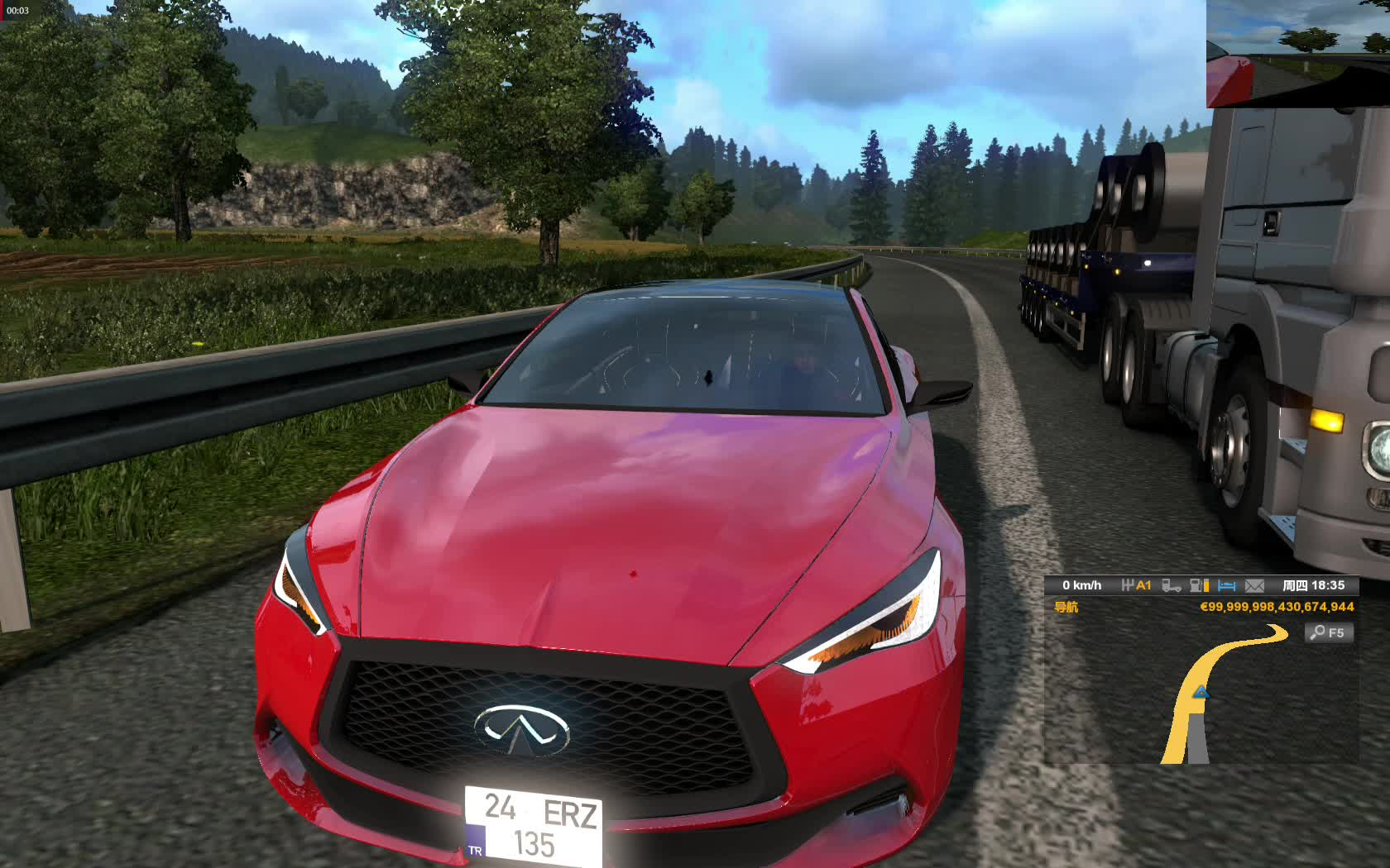 欧洲卡车模拟2 玩命测评系列1#英菲尼迪Q60 # 2#大众途锐 # 3# 大众...