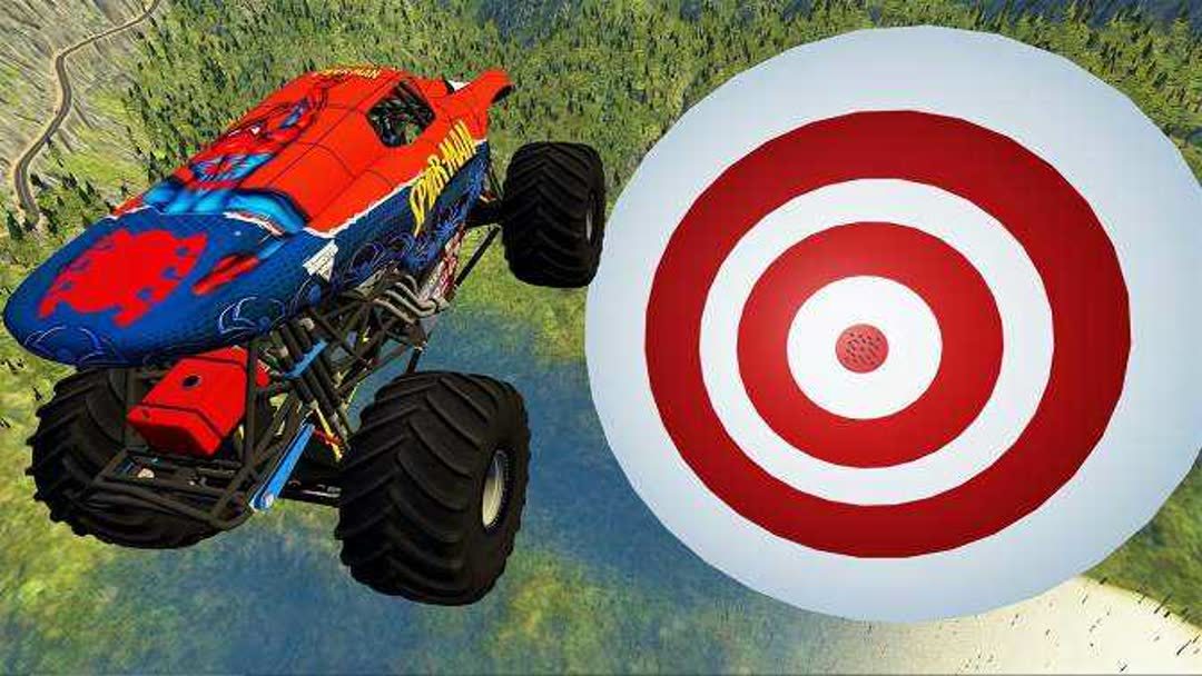 BeamNG:各种汽车借助超长坡道玩跳跃特技,撞车画面够舒适