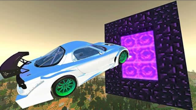 3D版汽车和我的世界传送门合体!谁料门后有只怪物