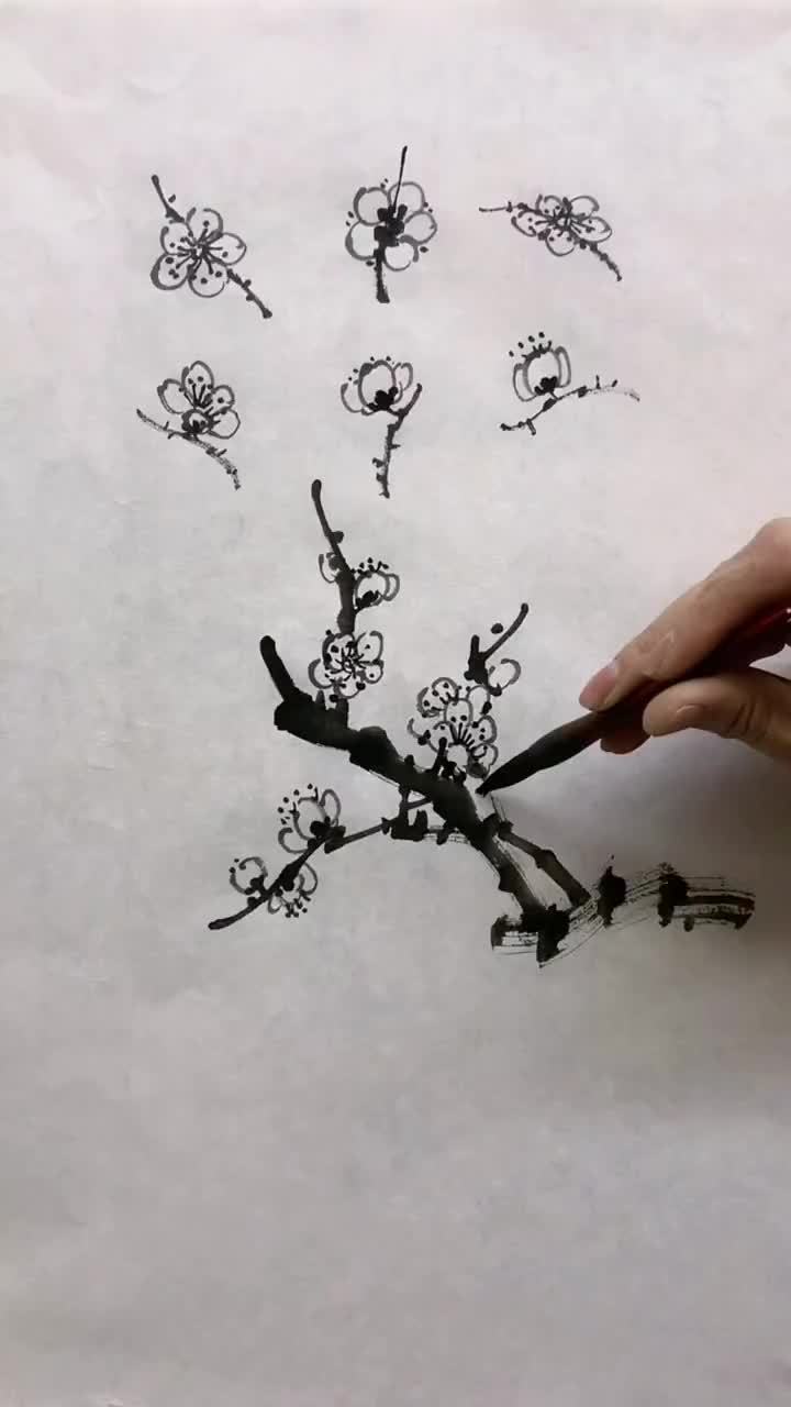 梅花画法,国画教学