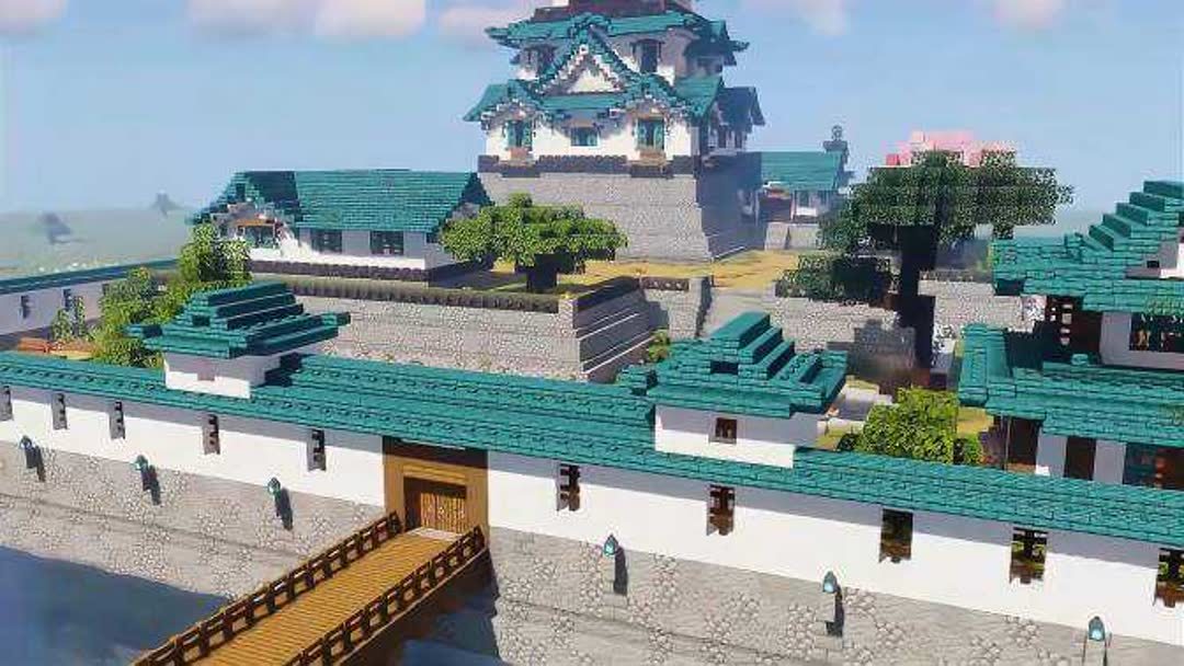 MC我的世界:设备齐全的城堡基地,带有附属建筑的私人花园