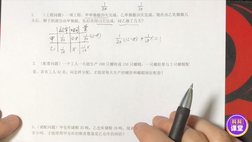 (7上第3章)列表法解应用题(1)