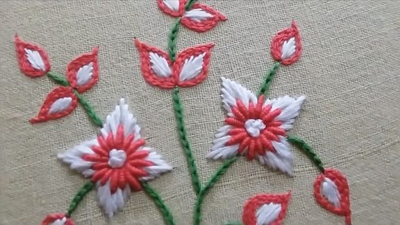 手工刺绣教程,一种简单又美丽的花朵图案!