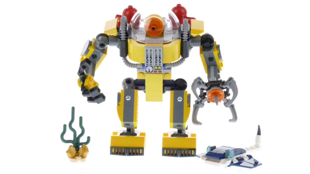 少儿卡通,乐高积木玩具动画,水下机器人拼装