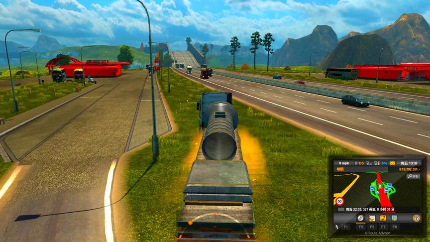 中国卡车模拟:我的卡车错过了服务区,掉头回去加油吧