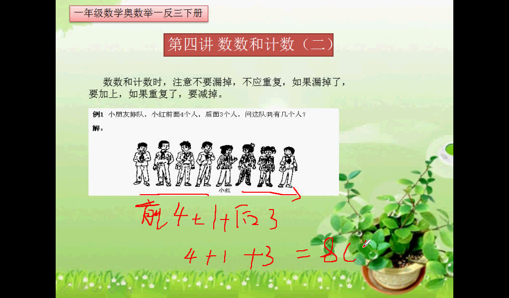 小学数学奥数举一反三一年级下册第三讲数数和计数二排队数人数