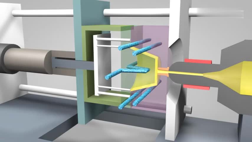 珍藏的塑料模具冷却系统动画,附带螺杆注射机,国外经典!