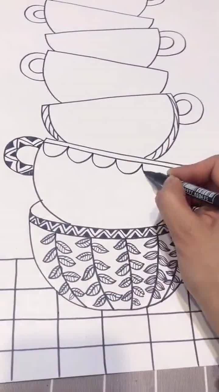 简单的好玩的线描插画,一学就会线描画黑白插画
