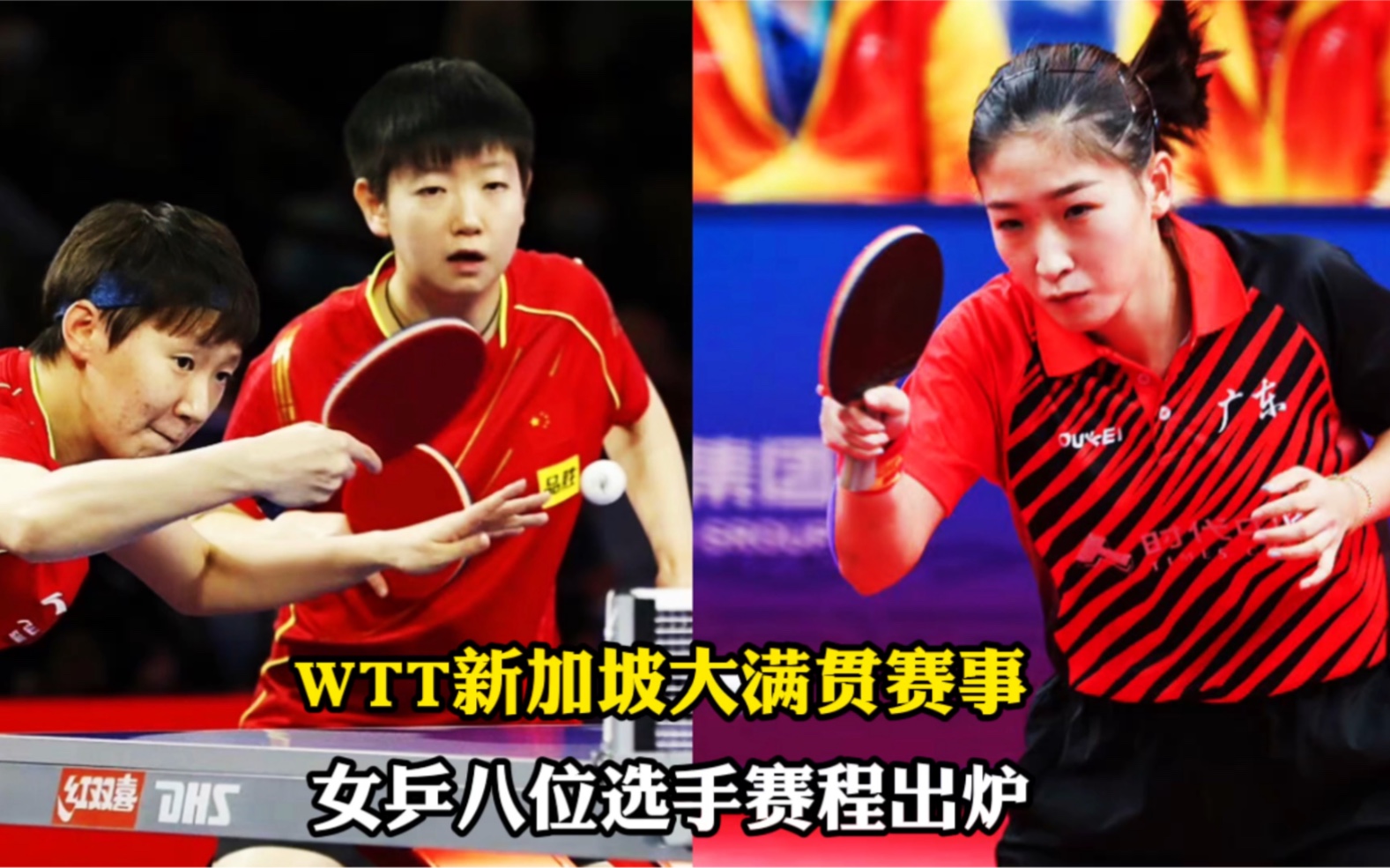 WTT新加坡大满贯赛事,女乒八位选手赛程出炉