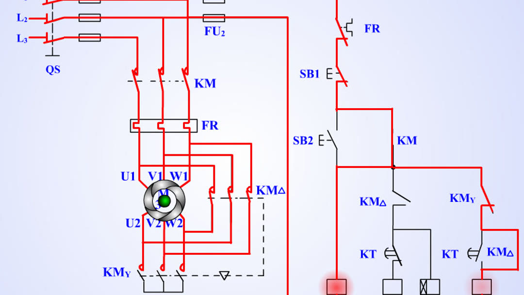 电工知识:星三角降压启动主线路详细讲解,仿真演示