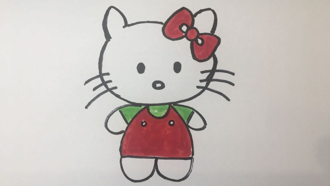 【简笔画12】来画只萌萌的Hello Kitty 吧