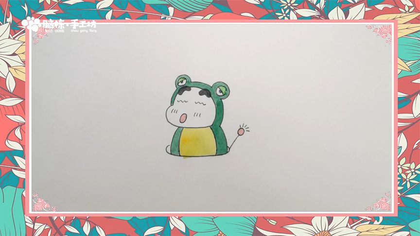 带青蛙帽子的蜡笔小新怎么画