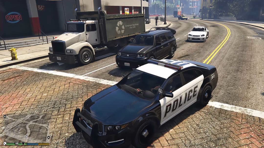 GTA5警察模拟:渣土车司机遇到查车拔腿就跑最后被抓进警察局