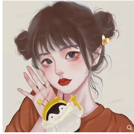 粉色腮红戴眼镜 