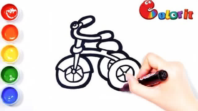 儿童简笔画:教你画儿时“座驾”——超Q三轮童车