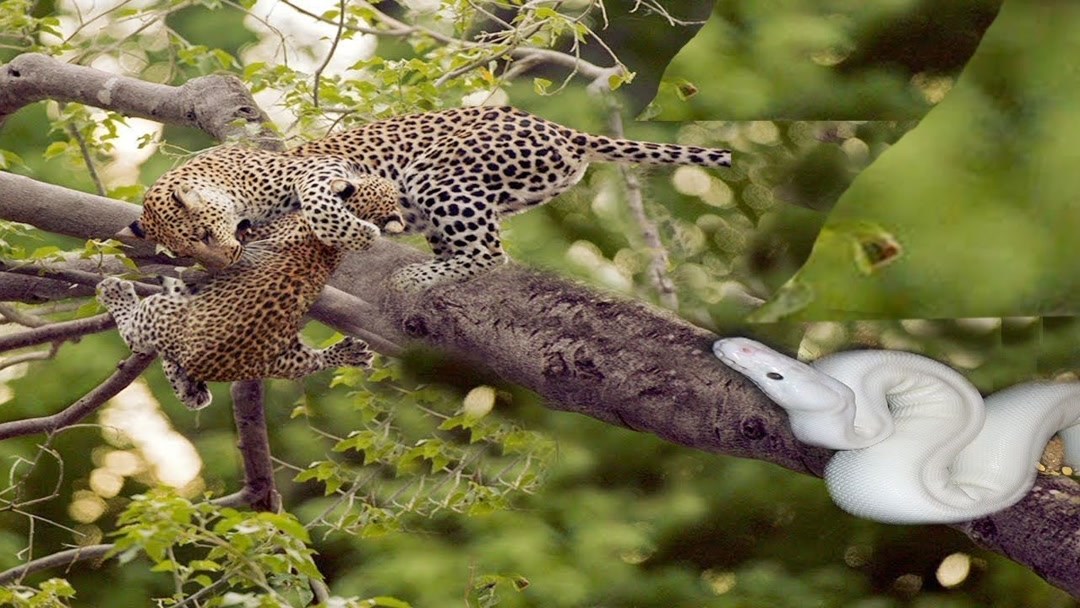 动物世界-巨大的蟒蛇已经成为美洲虎的猎物