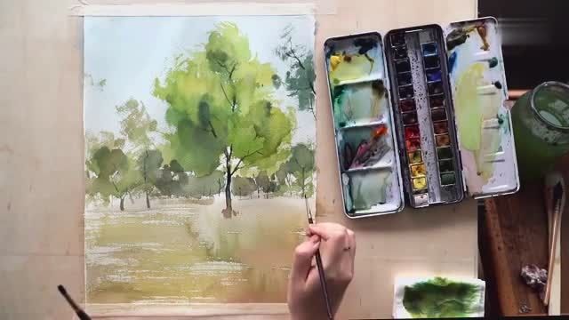 水彩入门干画法枯笔—一看就懂