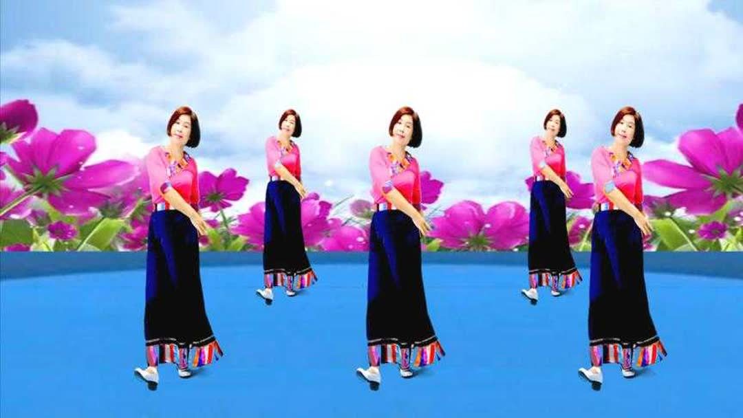 网络流行广场舞《格桑拉》背面演绎舞蹈欢快热情好看