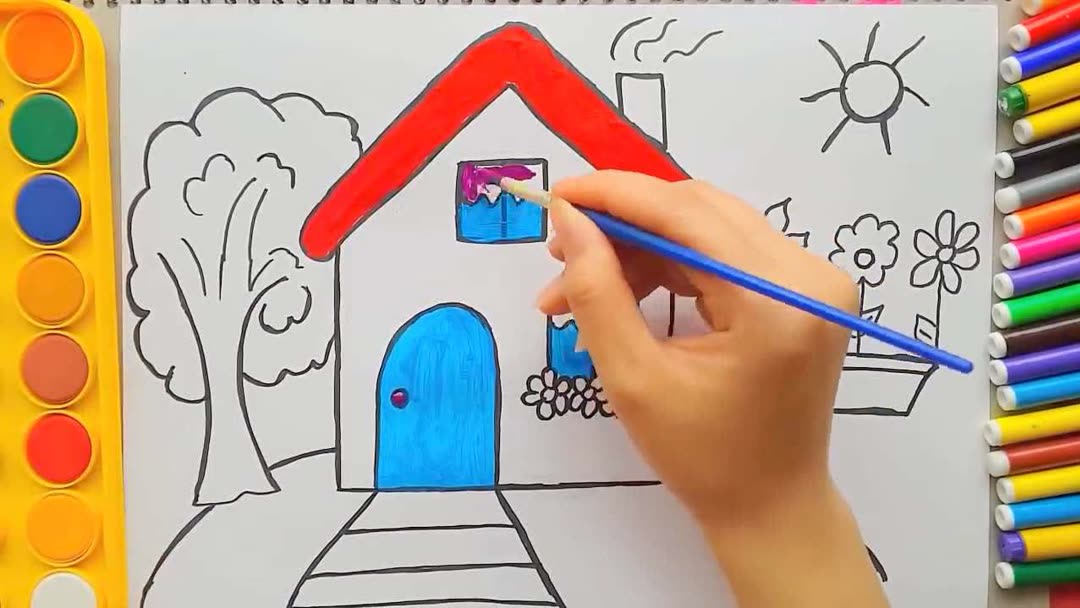 孩子一看就会画,5分钟学会简笔画漂亮房子 小狗,赶快为孩子收藏