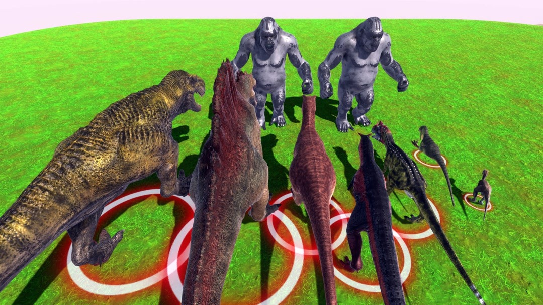 动物战争模拟:两个五郎巨人VS所有食肉恐龙 你更看好哪一方