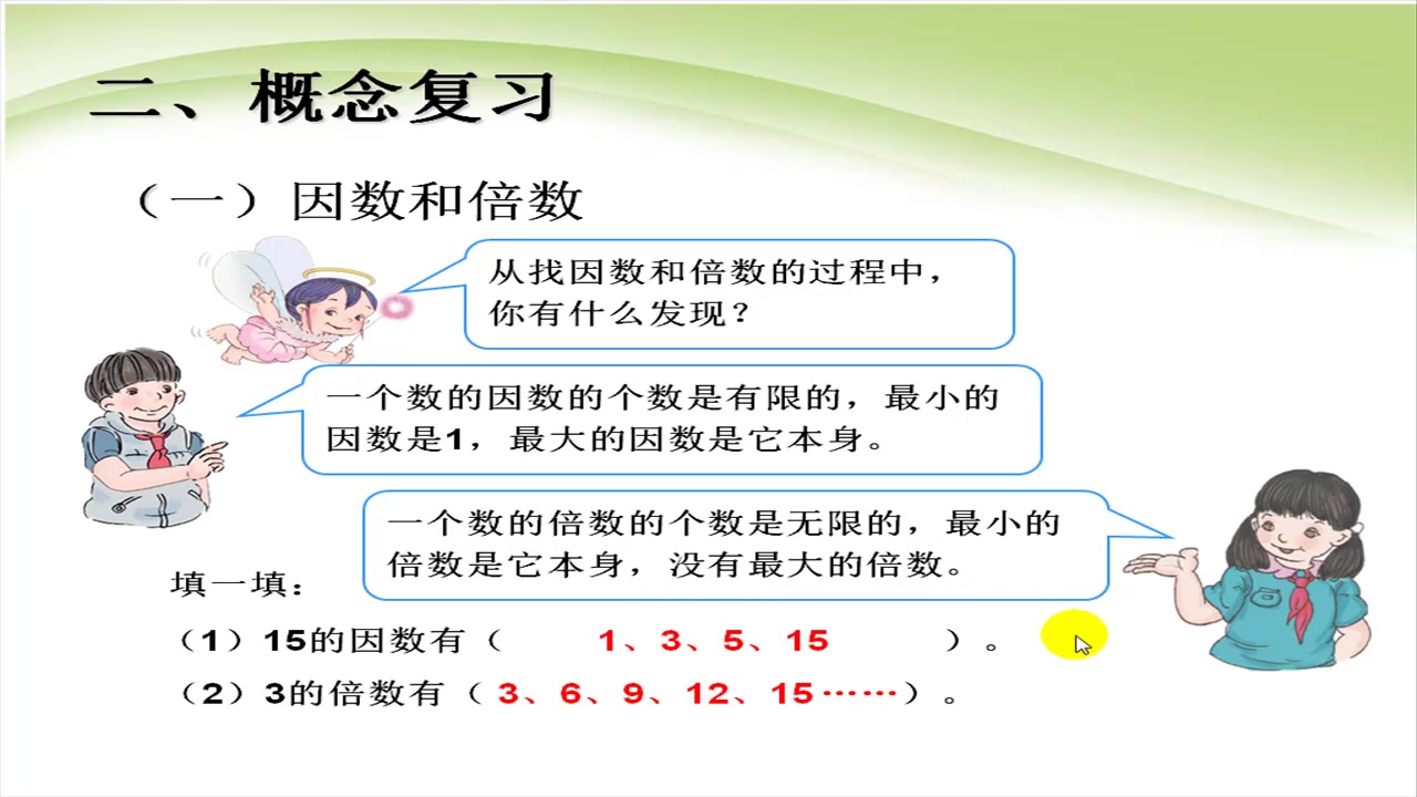 人教版数学五年级下册9.1《总复习-因数和倍数》