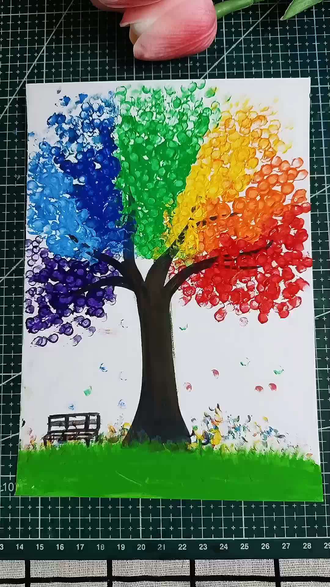 和学霸哥哥一起画树一起来画吧#一起学画画 #创意美术 #简笔画教程