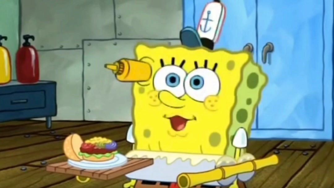 海绵宝宝:海绵宝宝研究独特的制作汉堡方式