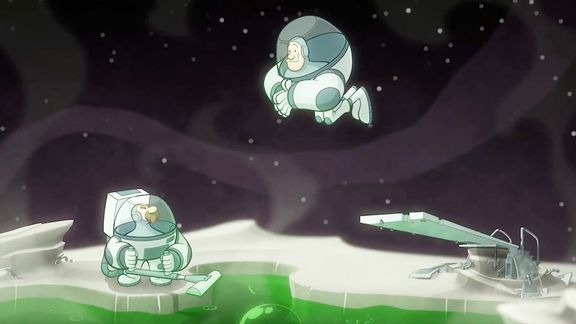 宇航员来到太空跳水,一个翻身后,直接和太阳肩并肩,奇幻动画!