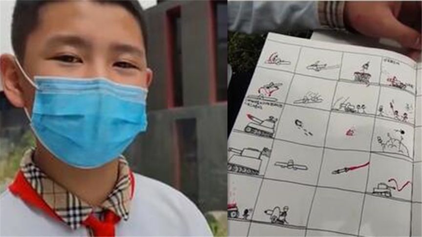 小学生手绘连环画,自创"帝国",班上同学都称其大师!