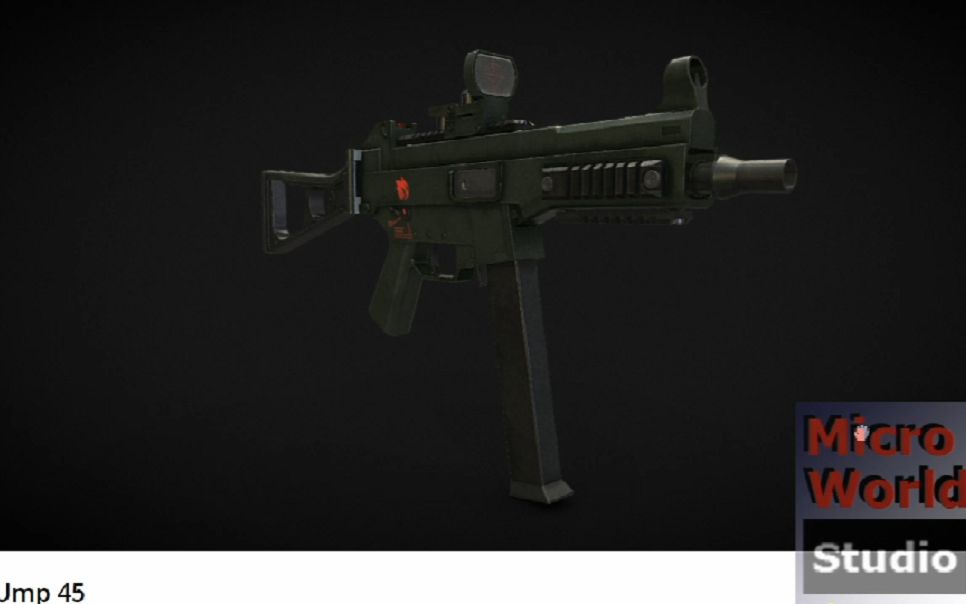 3D建模 3D打印 ump45冲锋枪 道具模型枪 微观世界工作室