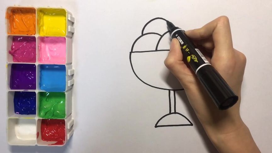 11 儿童趣味简笔画 手绘冰激凌涂色 涂鸦 儿童美术画画启蒙 亲子